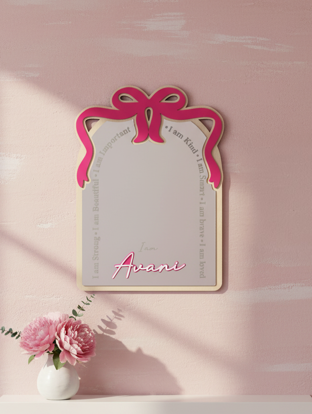 Affirmation Mirror | Bow theme | Personalize | Unbreakable – AP Creativess